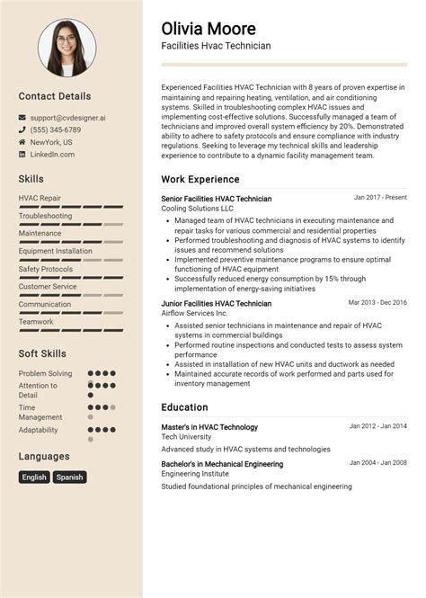 18 Facilities Hvac Technician Resume Examples And Templates For 2025