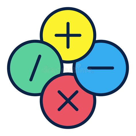 Mathematical Basic Symbols Vector Math Concept Colored Icon Stock