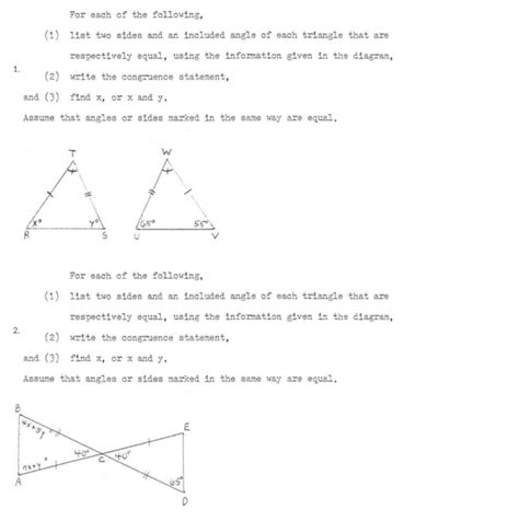 Solved For Each Of The Following List Two Sides And An Chegg