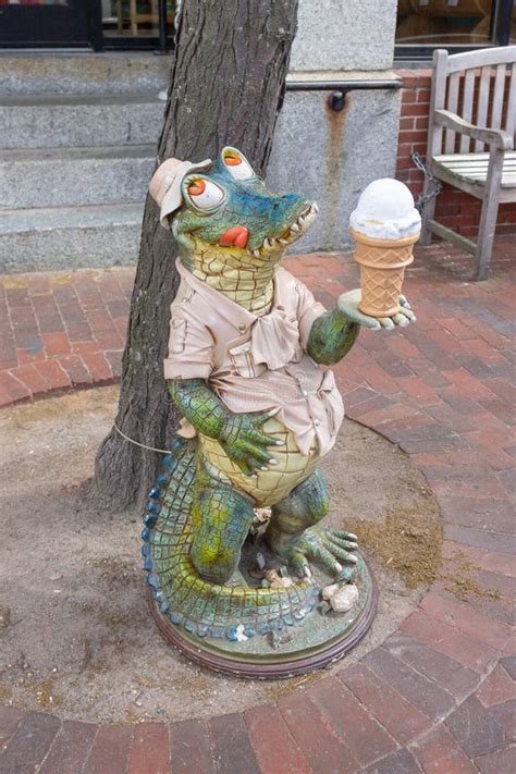Ice Cream Eating Alligator Statue Editorial Photography Image Of