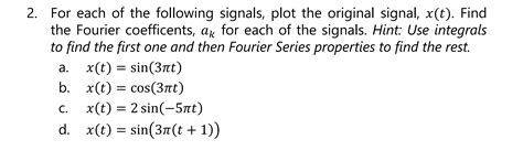 Solved For Each Of The Following Signals Plot The Chegg