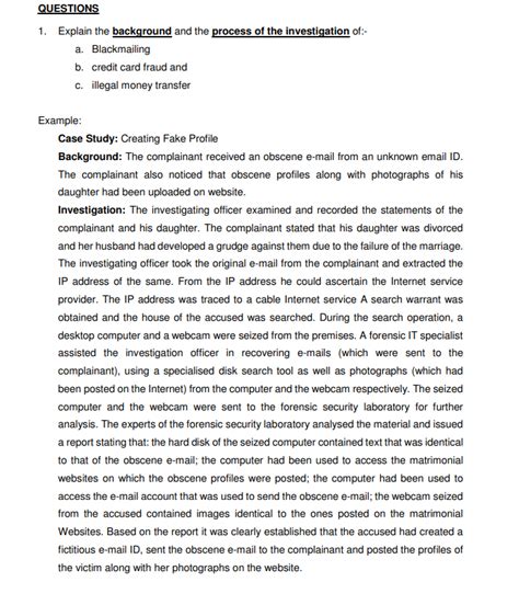 Solved QUESTIONS Explain The Background And The Process Chegg