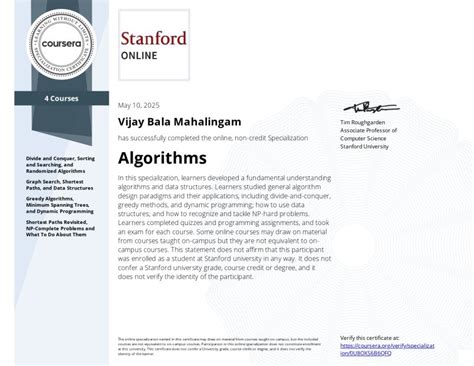Algorithms Stanforduniversity Computerscience Vijay Bala Mahalingam