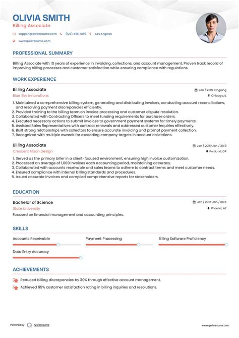 10 Billing Associate Resume Samples And Templates For 2025