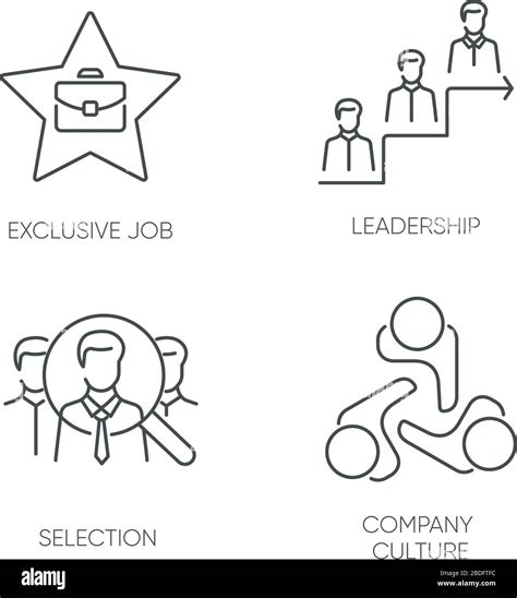 Business Employment Pixel Perfect Linear Icons Set Exclusive Job Leadership Selection