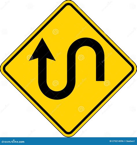 Warning Sign Double Curve Symbol On White Background Stock Vector