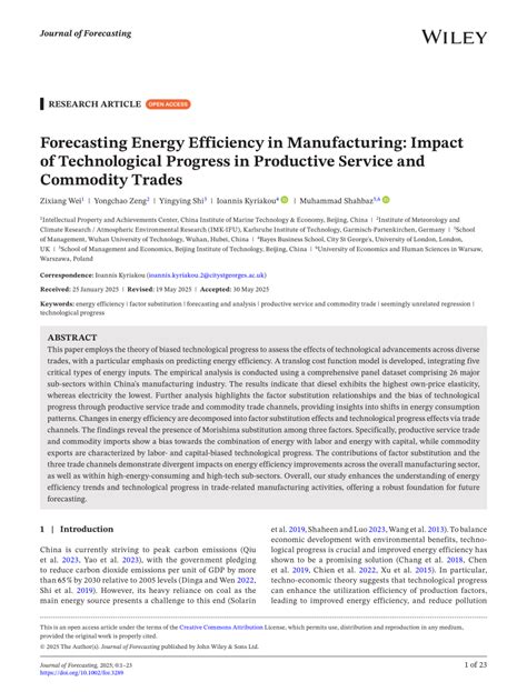 Pdf Forecasting Energy Efficiency In Manufacturing Impact Of