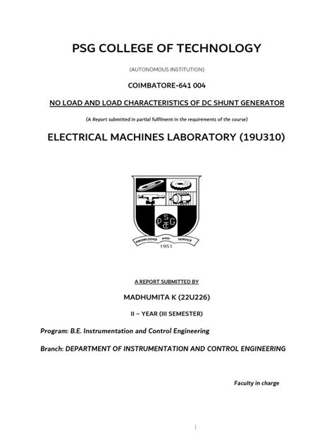 No Load And Load Test Electrical Machines Pdf Electric Generator Voltage