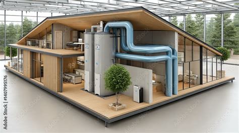 Cutaway Render Of Smart Eco House Showing Thermal Mass Walls Solar Orientation And Energy