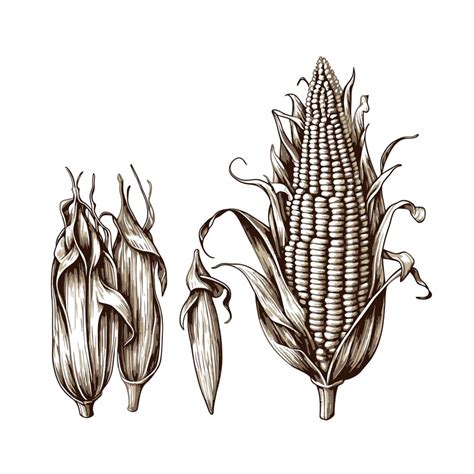 Premium Vector Corn Cob Corncob With Corn Kernels And Green Leaves