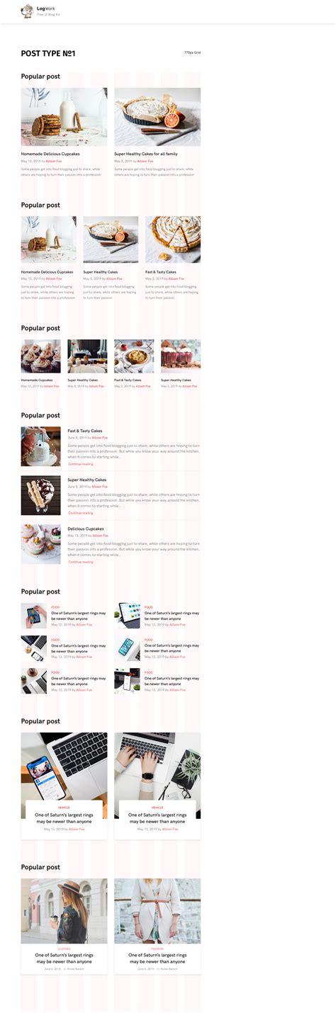 ui blog kit template for sketch uistore design