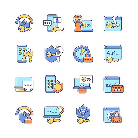 Password Management Rgb Color Icons Set Smartphone And Computer Safeguard Internet Safety