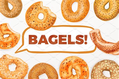 Hand Drawn Vector Bagel Set