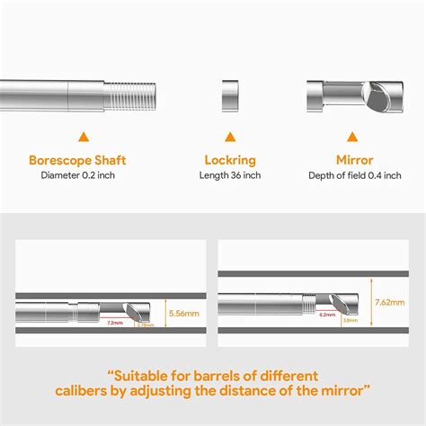 Teslong Rifle Borescope 02inch Gun Barrel Borescope Inspection Camera