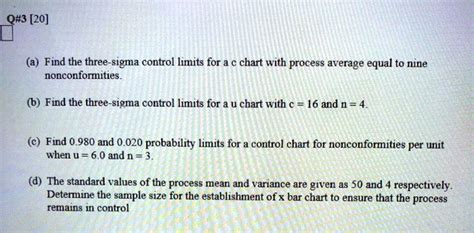 Solved Q 3 [20] Find The Three Sigma Control Limits For