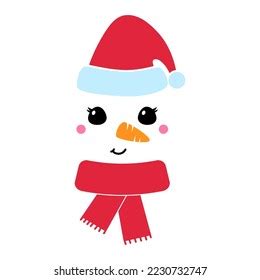 Cute Cartoon Snowman Face Hat Scarf Stock Vector Royalty Free 2230732747 Shutterstock