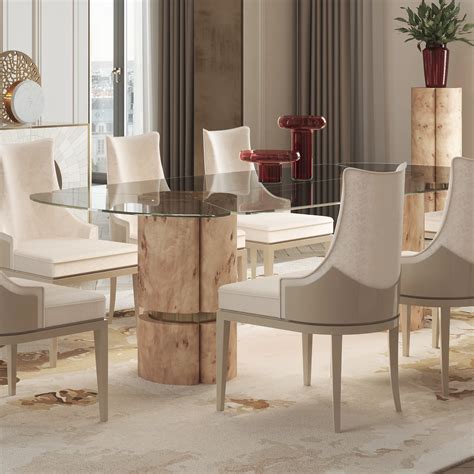 Modern Veneered Rectangular Glass Dining Table Juliettes Interiors