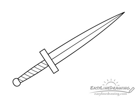 How To Draw A Dagger Step By Step Easylinedrawing