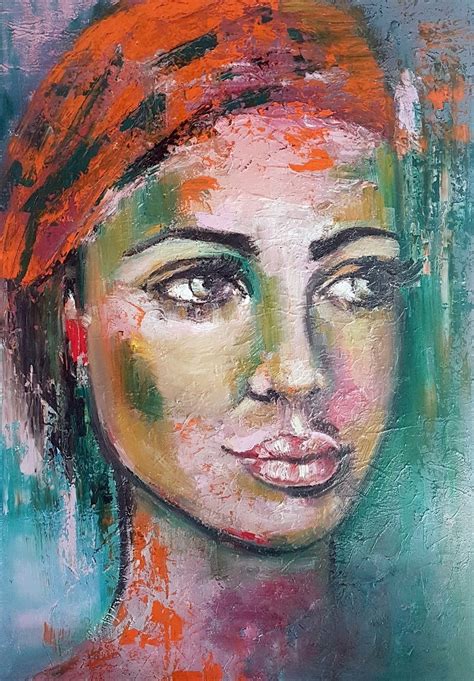 Zoe Porträtmalerei Gesicht Kunstwerk Malerei Von Meri Kunstnet