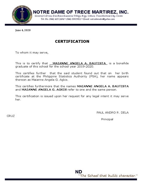 Cert Of Same Person Pdf