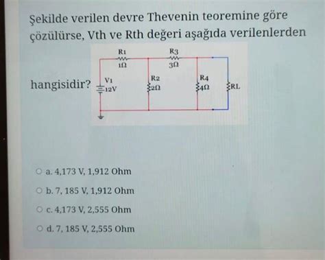 Solved Şekilde Verilen Devre Thevenin Teoremine Göre