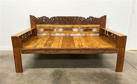 Carved Indonesian Teak Daybed Gado Gado