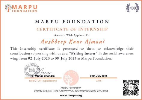 Marpufoundation Internshipcompleted Contentwriter Socialimpact