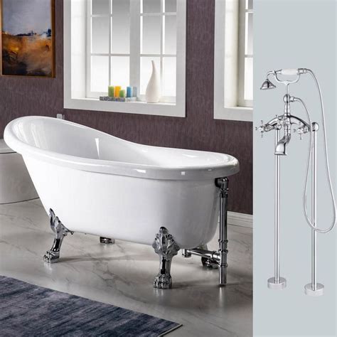 Helena 59 In Heavy Duty Acrylic Slipper Clawfoot Bath Tub In White