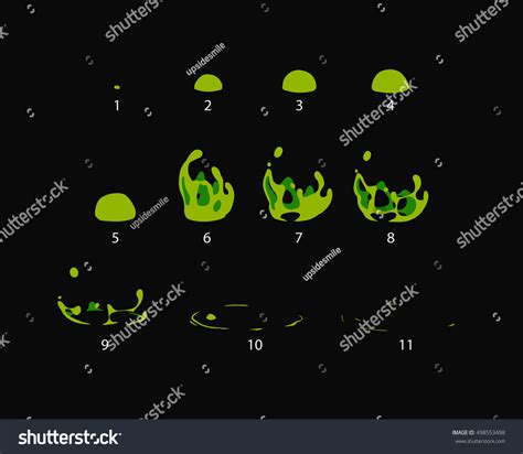 Sprite Sheet Green Chemical Bubble Animation Stock Vector 498553498