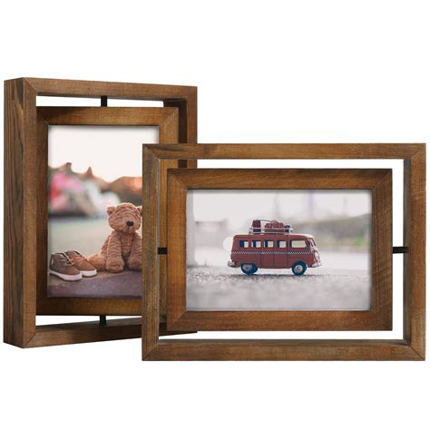 Egofine 2 Pack 4x6 Rotating Floating Picture Frames Double Sided Display