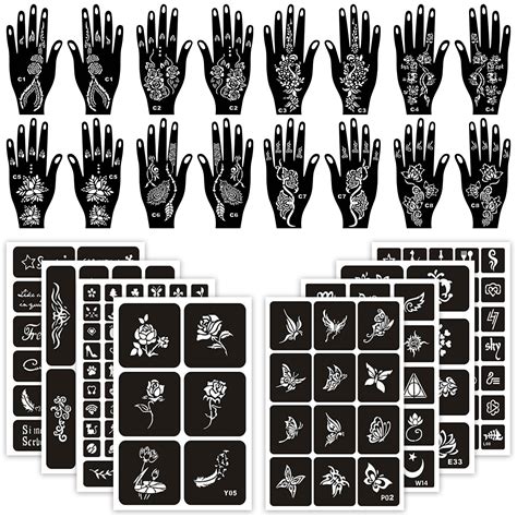 Aresvns Fake Tattoo Stencils 24 Sheets For Women Reusable Temporary