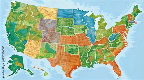 Highly Detailed Vector Map Of The United States Of America Showcasing
