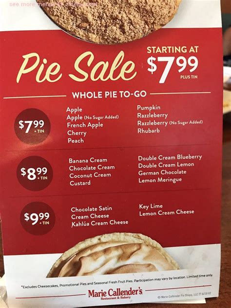Online Menu Of Marie Callenders Restaurant And Bakery Restaurant