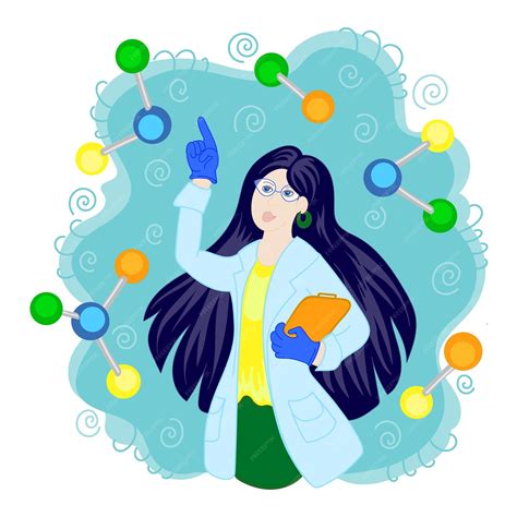 Premium Vector A Female Scientist In A Dressing Gown With An Folder