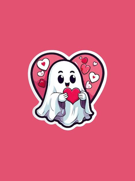 Premium Vector Cute Happy Ghost With Valentine Attribute