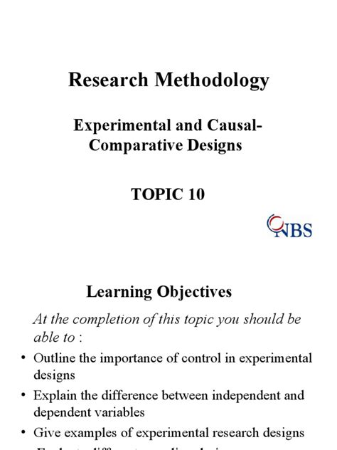 Research Methodology Experimental And Causal Comparative Designs Topic 10 Pdf Experiment