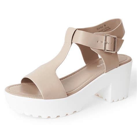 J Adams Corby Platform Sandals For Women T Strap Mid Heel Sandal