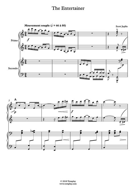 Free Sheet Music The Entertainer For Piano Solo Joplin Scott