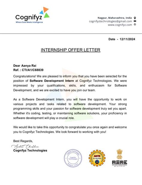 aanya rai on linkedin internshipjourney cognifyztechnologies grateful softwaredevelopment…