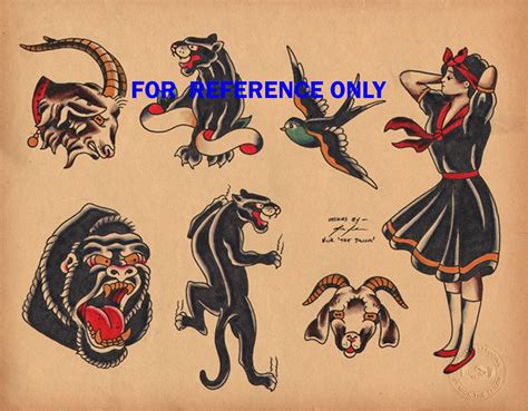Traditional Black Cat Tattoo Flash