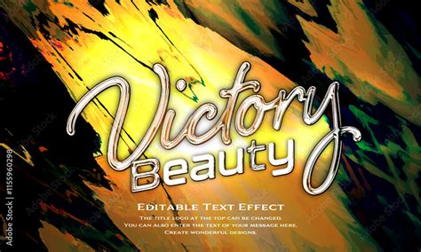 ”victory Special” Chrome Metallic Editable Title Logo Text Style Effect With Seamless And