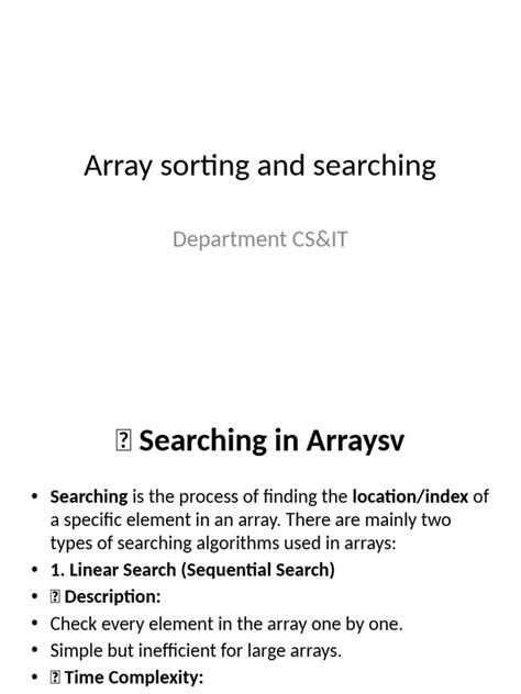 Array Searchingsorting Pdf Time Complexity Computer Science