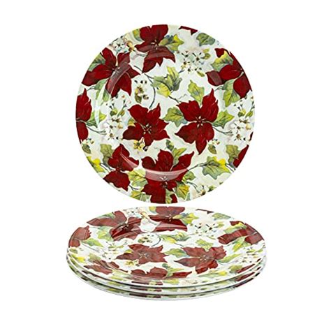 Grace Teaware Poinsettia Floral Bone China Dessert Salad Plate 7 5 Inch Set Of 4 Red Shefinds