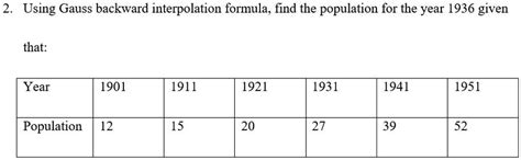 Using Gauss Backward Interpolation Formula Find The Population For The Year 1936 Given That