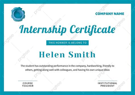 Certificate For Internship Template