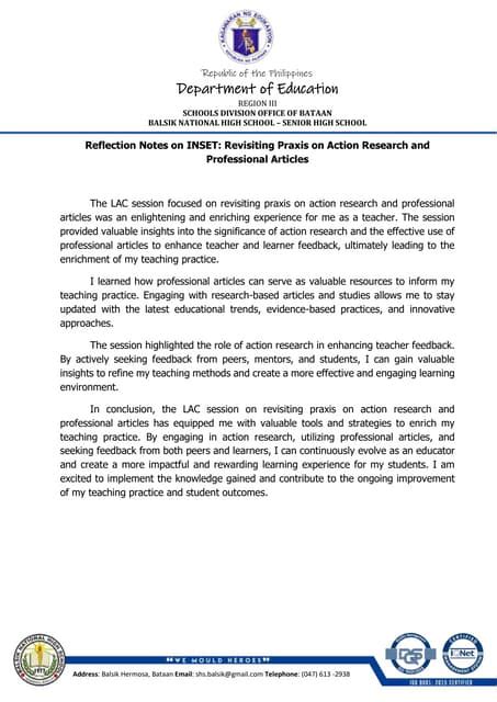 Reflection Notes Docx