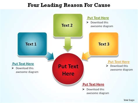 Five Leading Reason Circles And Squares Pointing Inwards For Cause Ppt
