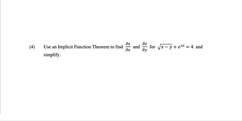Solved Az 4 Az Use An Implicit Function Theorem To Find дх