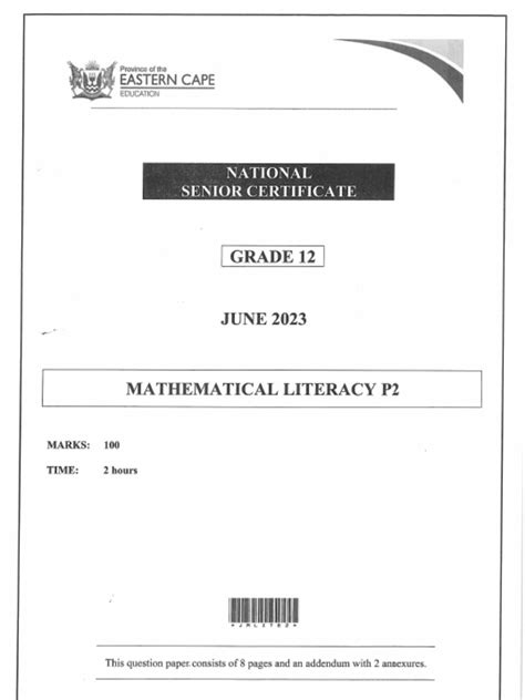 Grade 12 Mathematical Literacy Paper 2 June 2023 Pdf