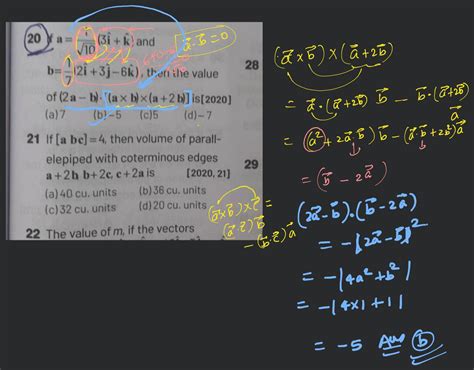 21 If [ Mathbf{a} Mathbf{~ B C}] 4 Then Volume Of Parallelepiped With C